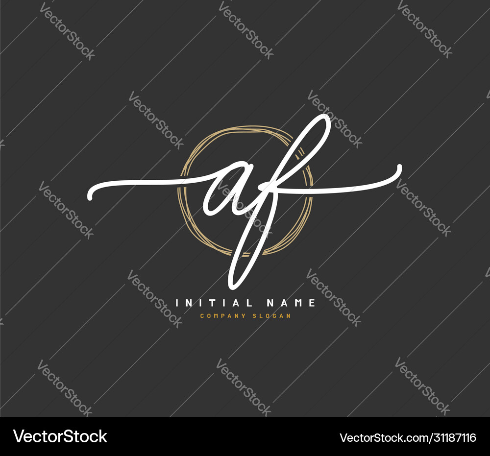 A f af beauty initial logo handwriting Royalty Free Vector