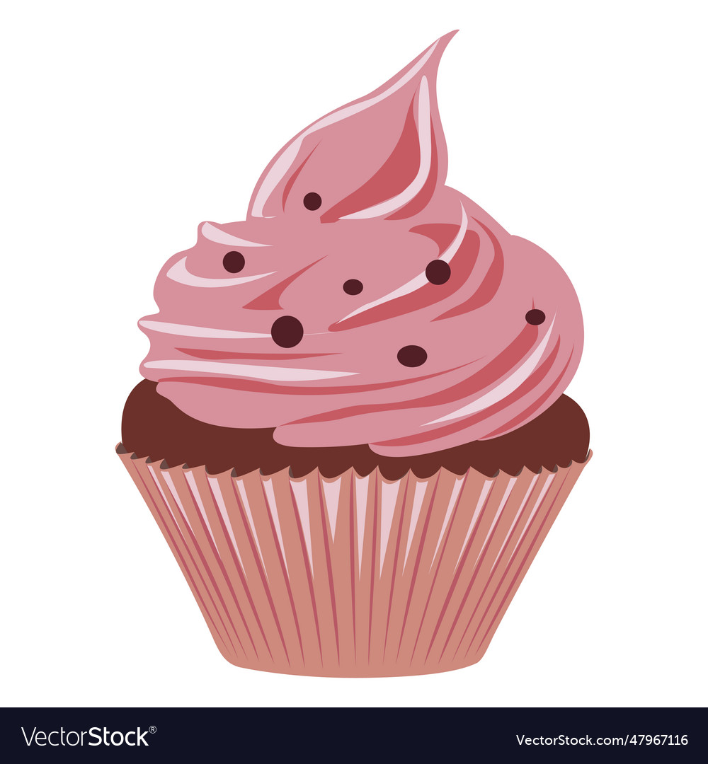 Cherry Cupcake Royalty Free Vector Image Vectorstock