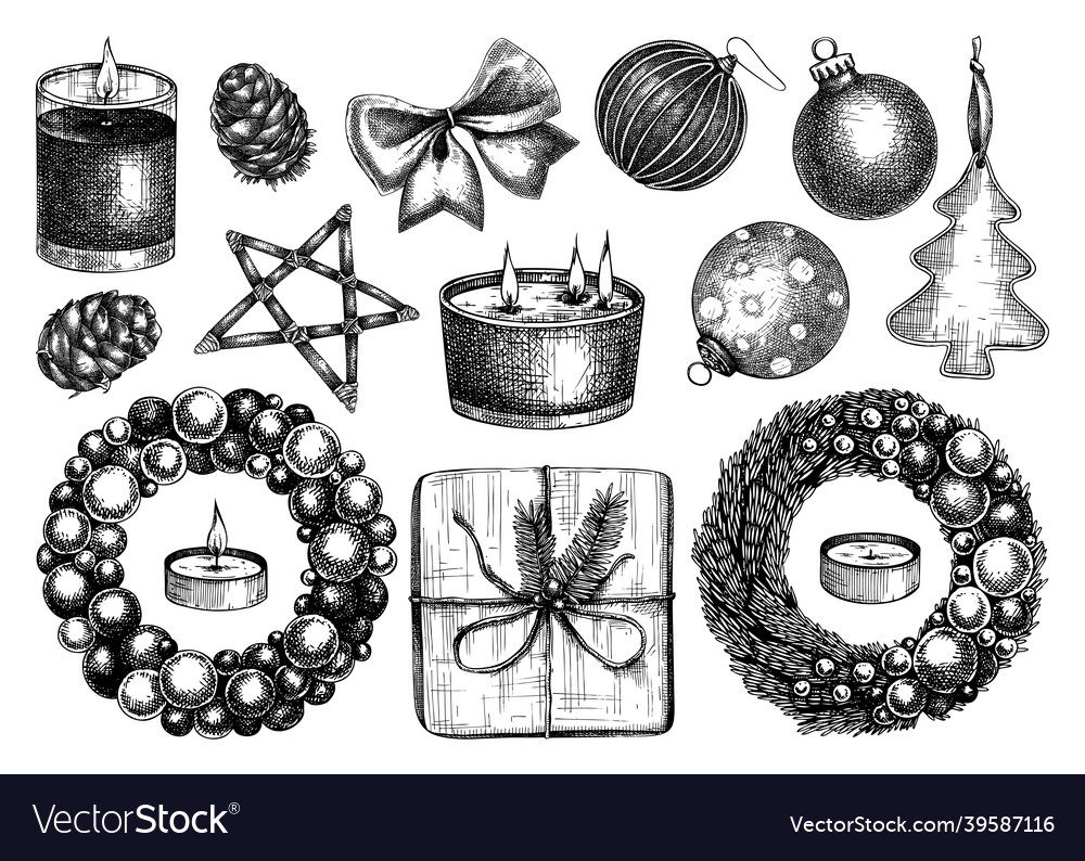 Christmas decoration elements collection Vector Image