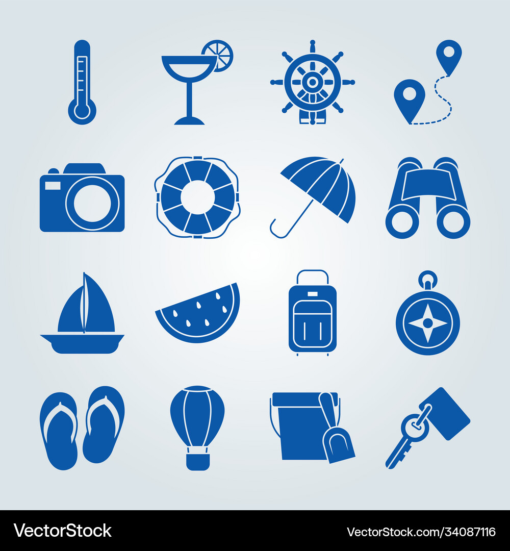 Cocktail and vacations icon set silhouette style Vector Image