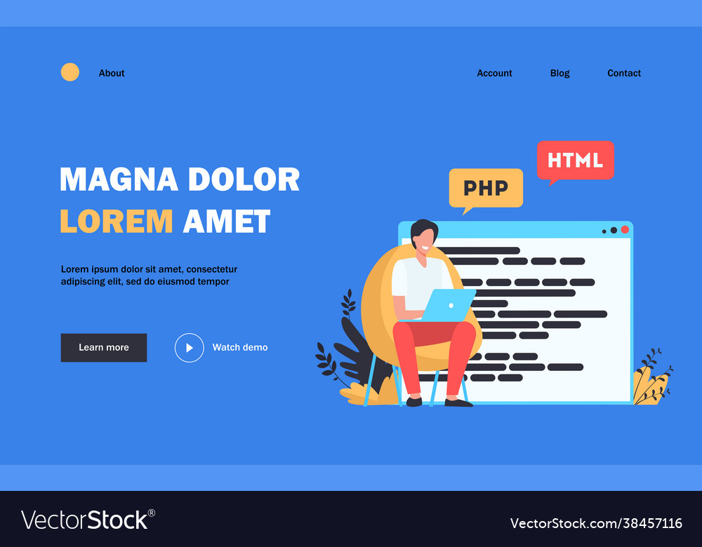 Developer writing code for website Royalty Free Vector Image