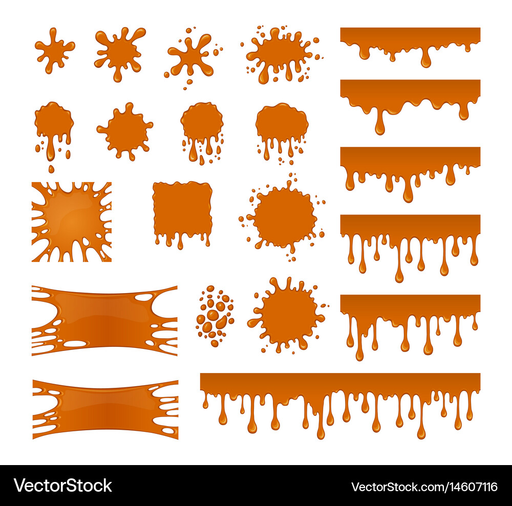 Drops and splash of caramel Royalty Free Vector Image
