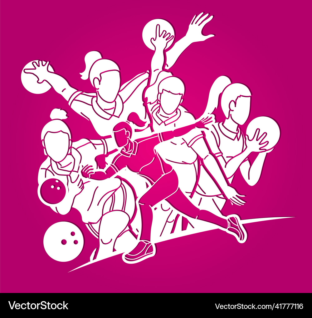 Group of bowling sport player Royalty Free Vector Image