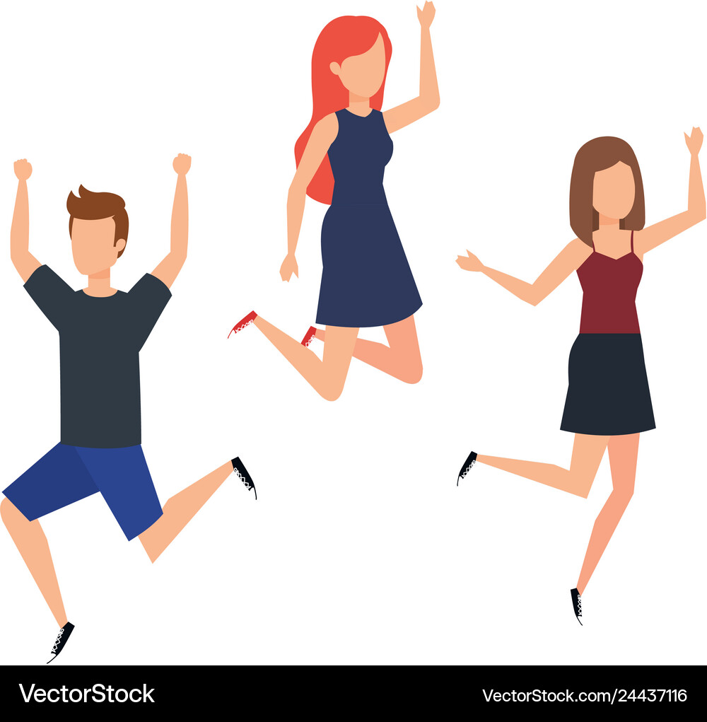 Group of young people celebrating Royalty Free Vector Image