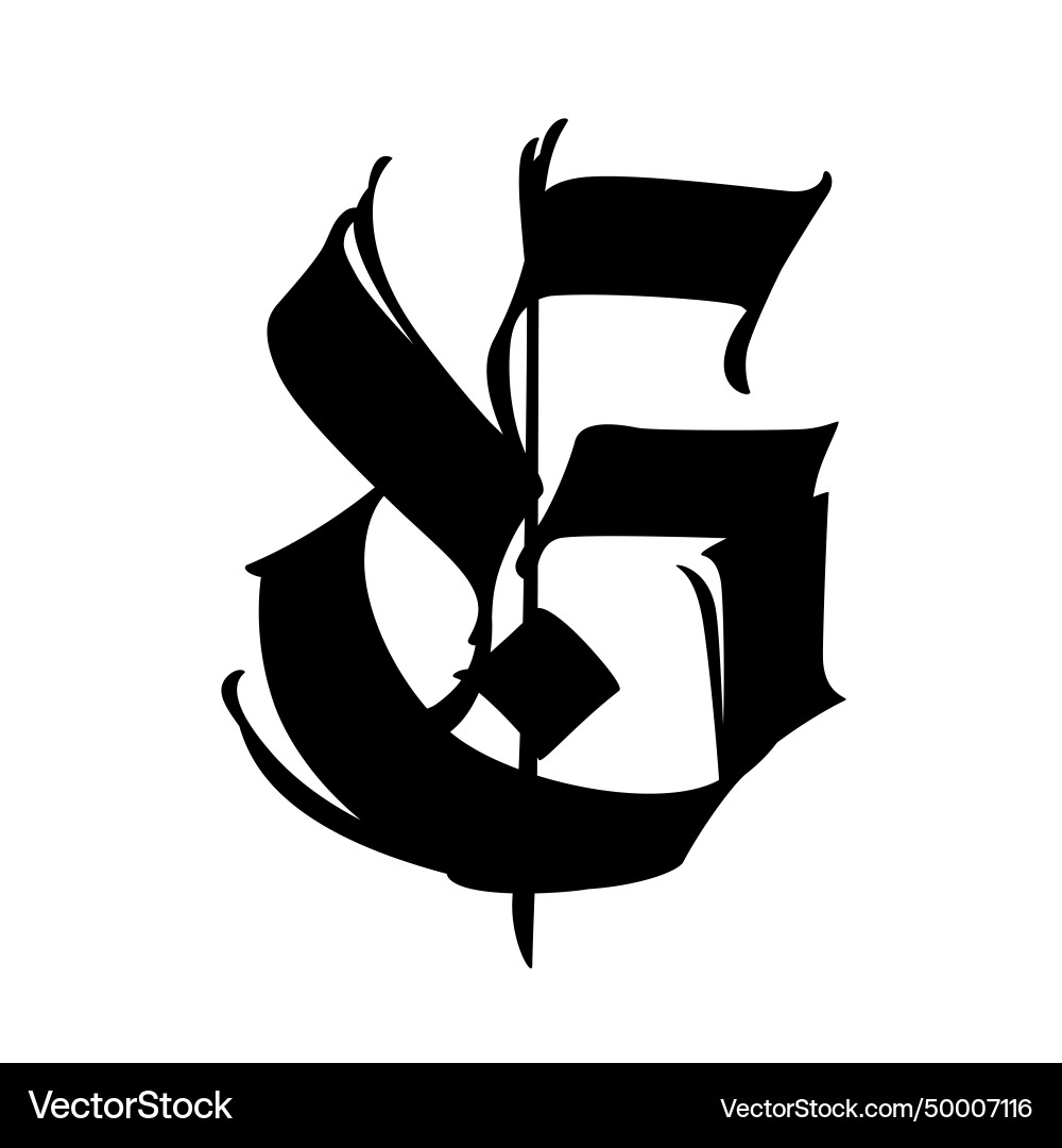 Letter g in the gothic style alphabet Royalty Free Vector