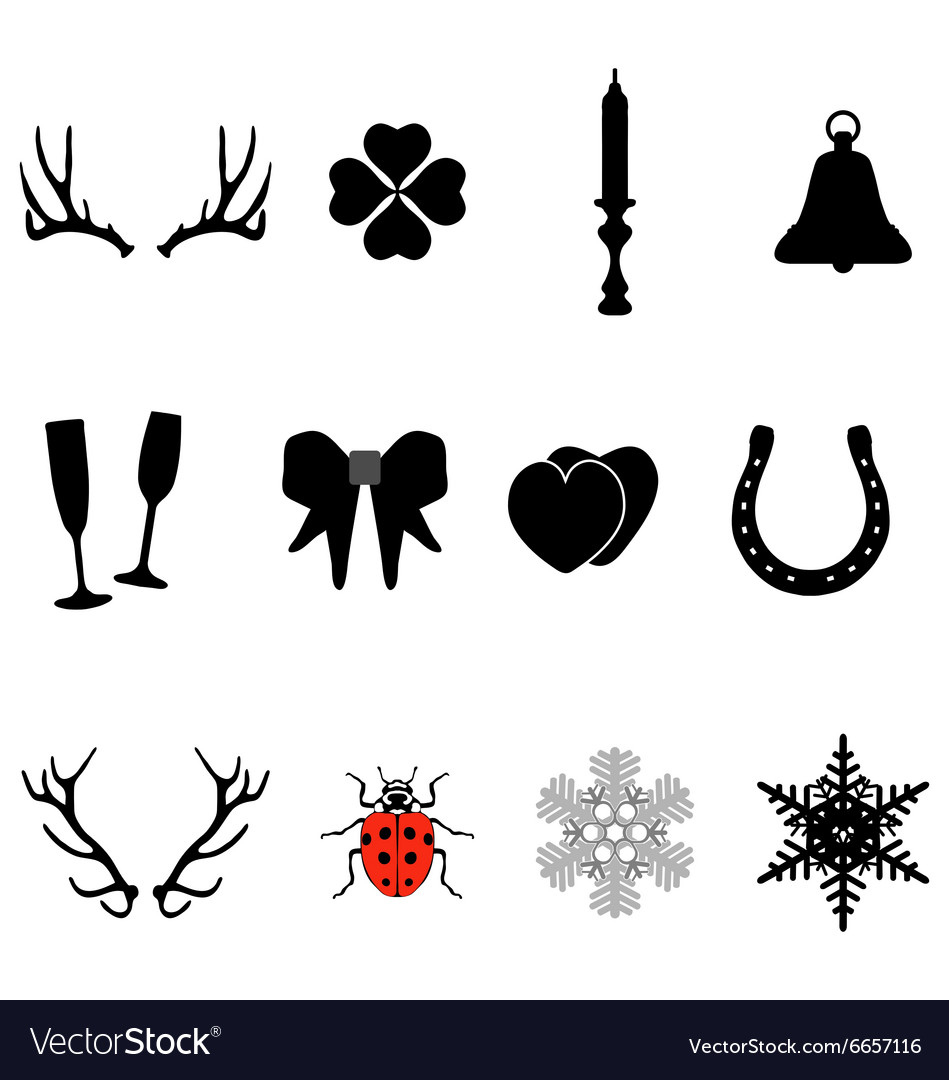 New year and christmas icons Royalty Free Vector Image