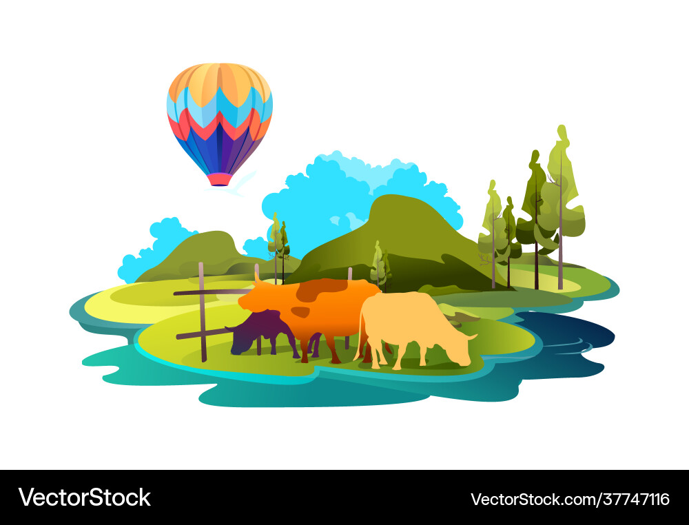 Rural landscape summer ecologically clean pastures