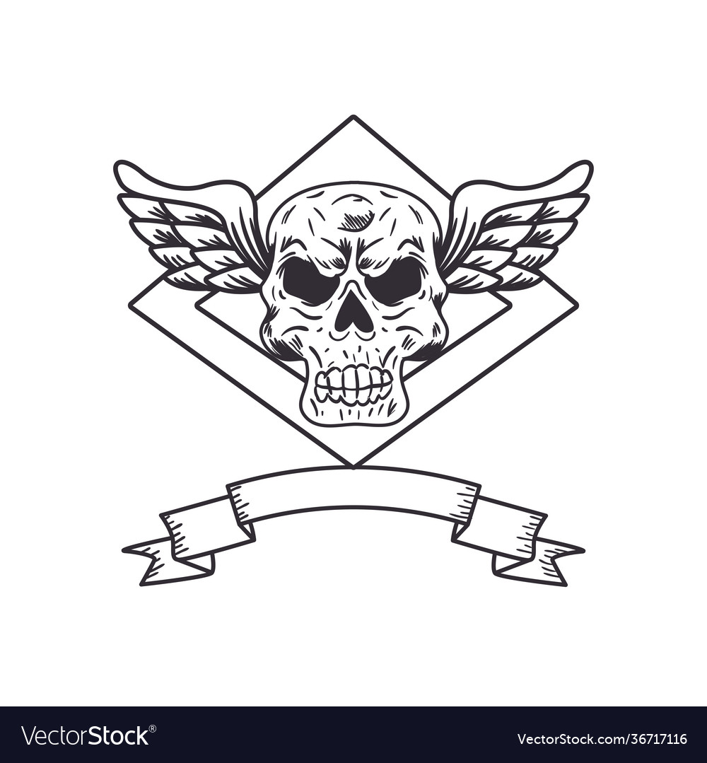 Skull head patch Royalty Free Vector Image - VectorStock