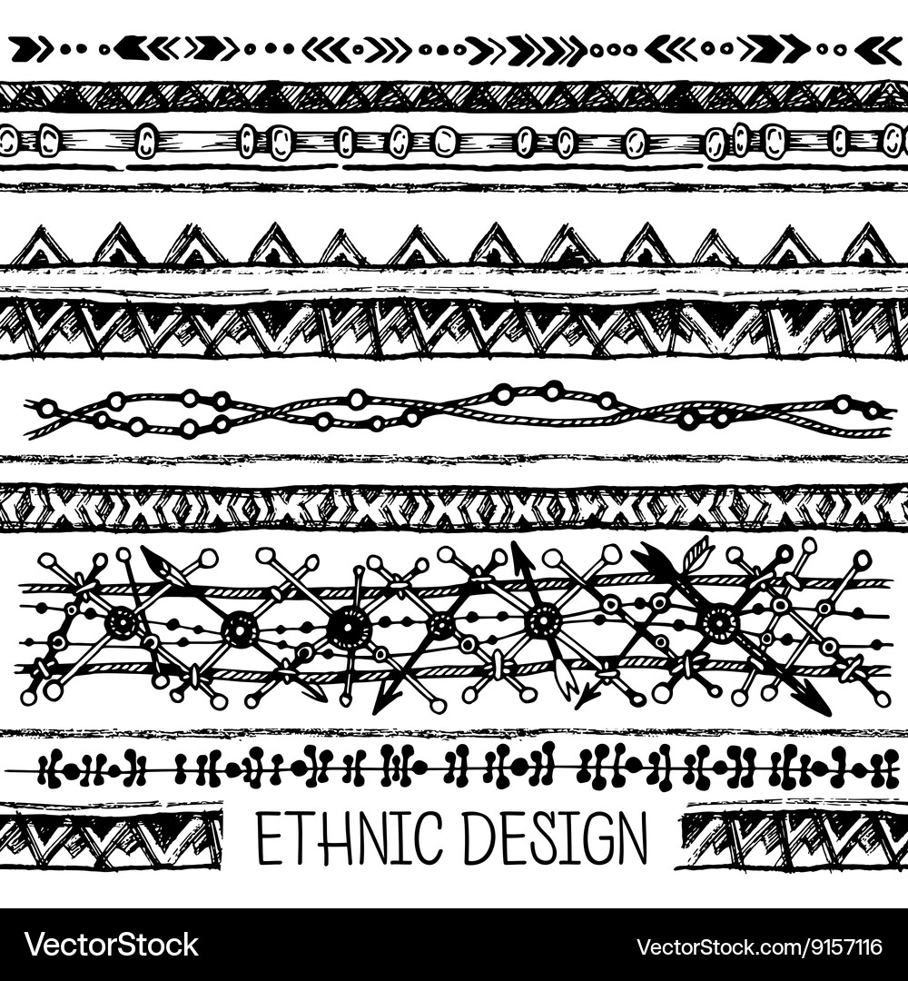 Tribal ethnic stripe seamless Black and white Vector Image