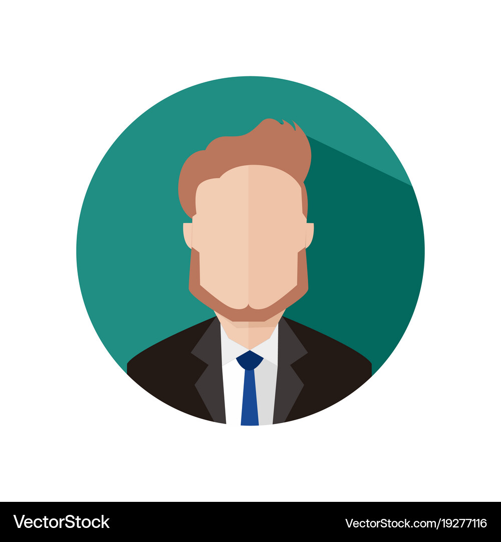 Young bearded business man circular icon Vector Image