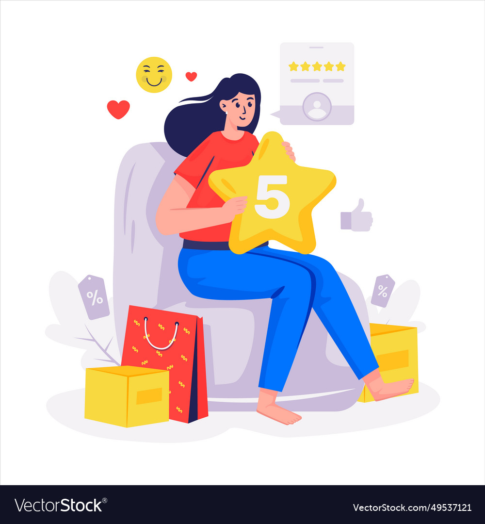 A girl giving five-star ratings Royalty Free Vector Image A girl giving five-star ratings Royalty Free Vector Image