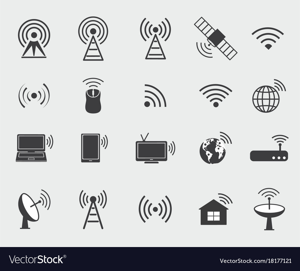 Black wireless icons Royalty Free Vector Image