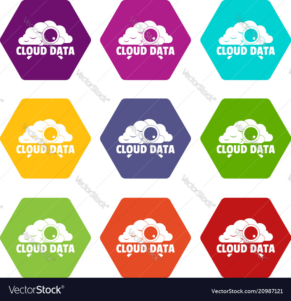 Cloud data icons set 9 Royalty Free Vector Image