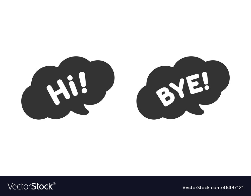 Cute hello and bye greeting speech bubble icon Vector Image