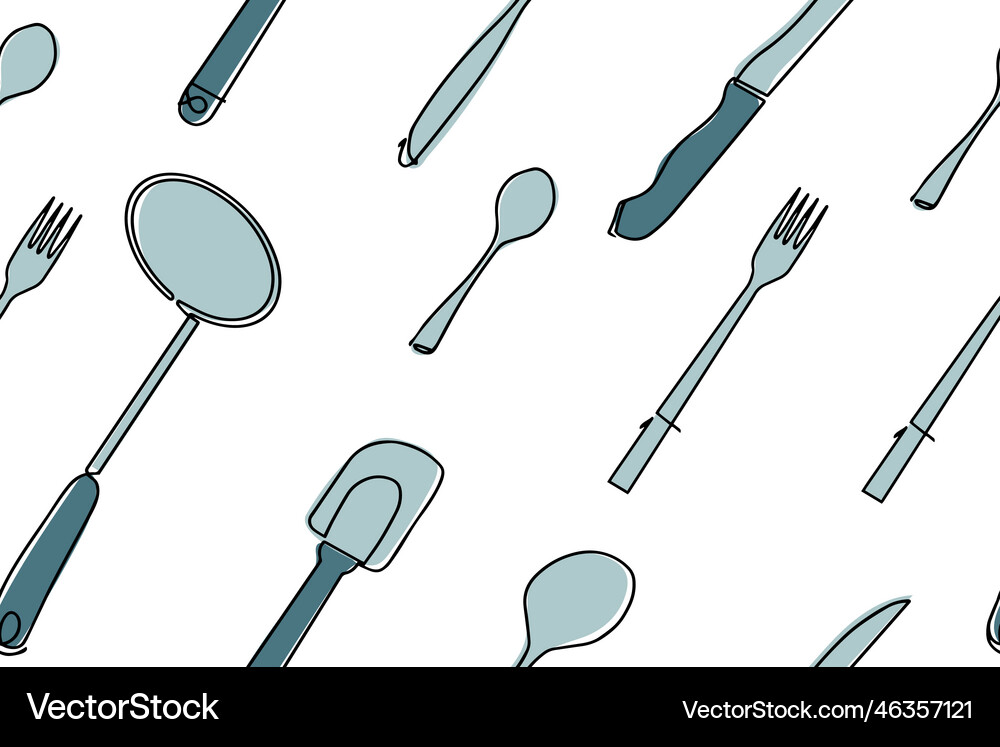 Cutlery seamless pattern background restaurant Vector Image