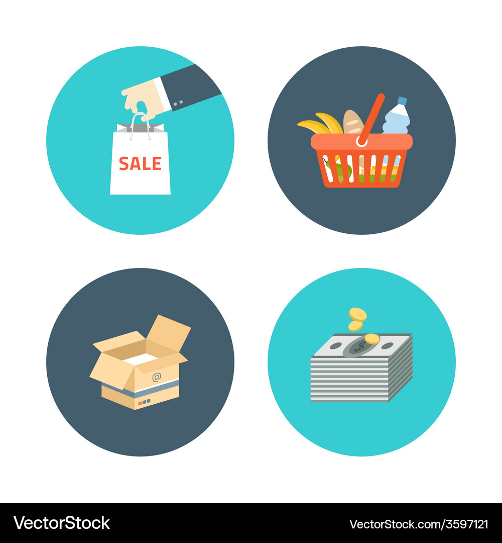 Flat design icons of e-commerce internet sh Vector Image