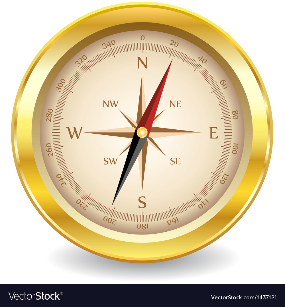 Gold compass Royalty Free Vector Image - VectorStock