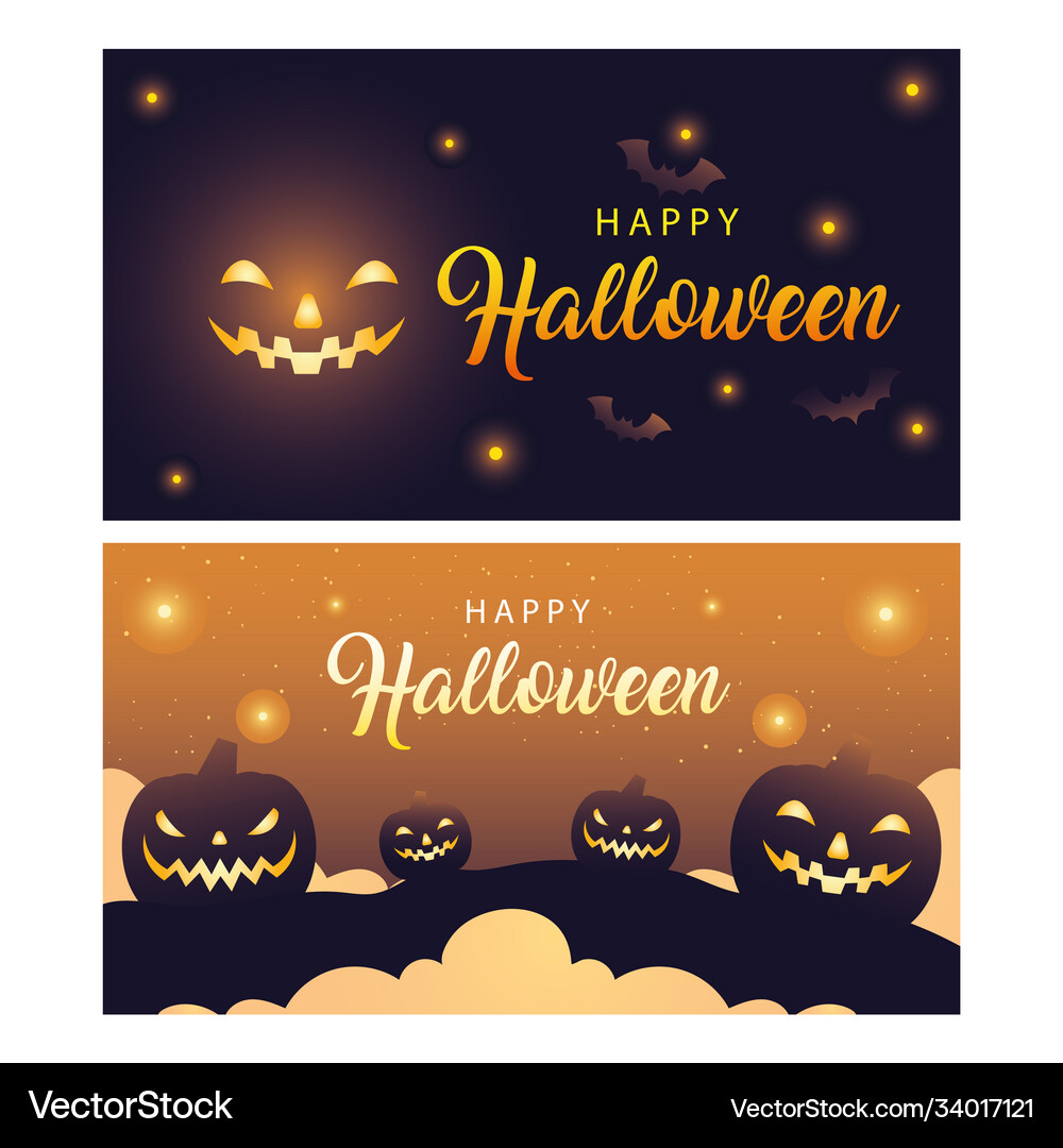Happy halloween banners set design Royalty Free Vector Image