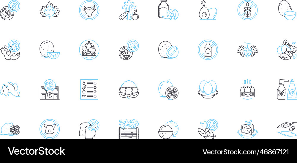 Meatless meals linear icons set vegetarian vegan Vector Image