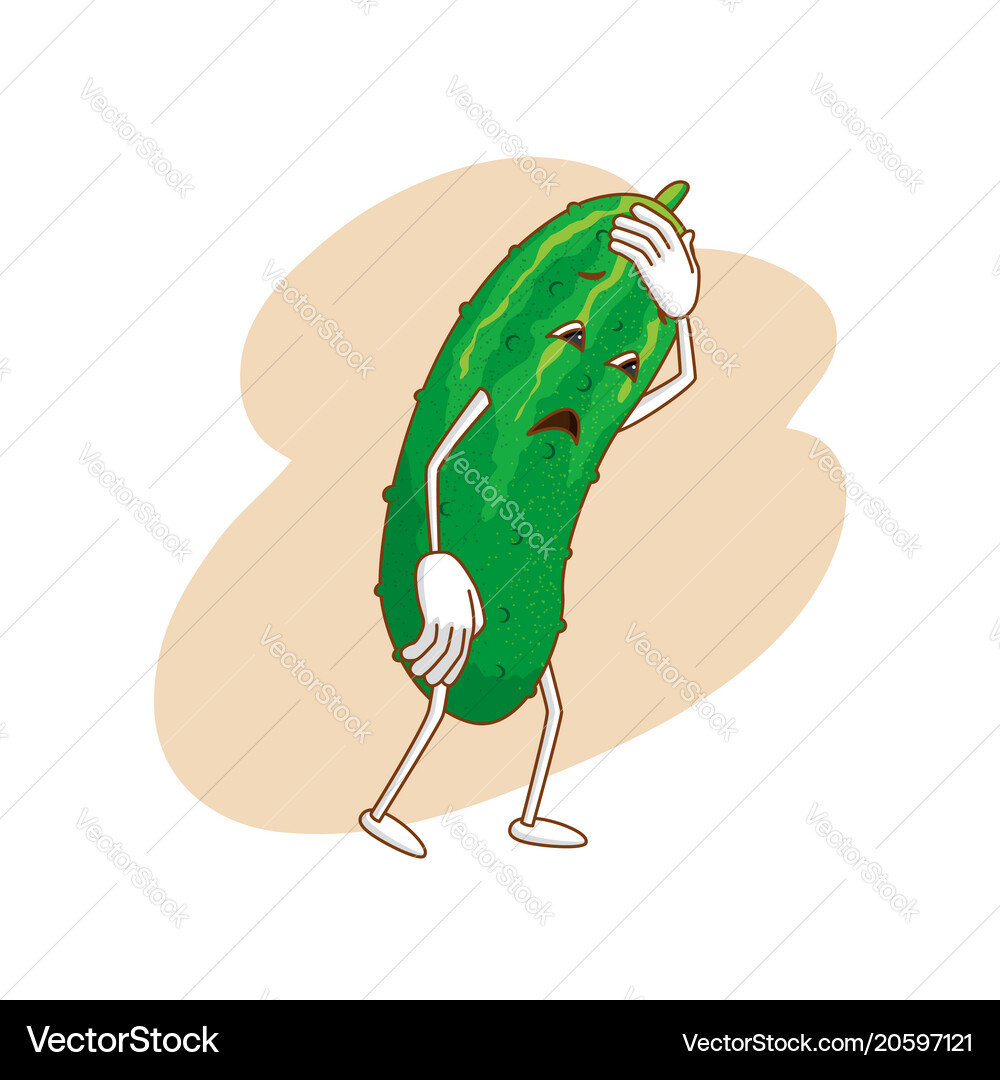 Sad emotional vegetable in cartoon style Vector Image
