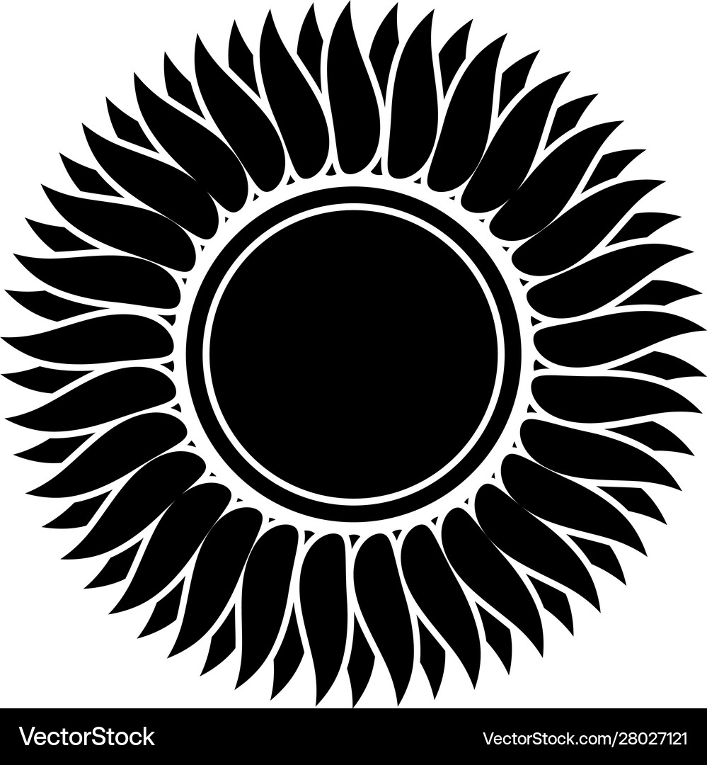 Sunflower flower sun icon black color flat style Vector Image