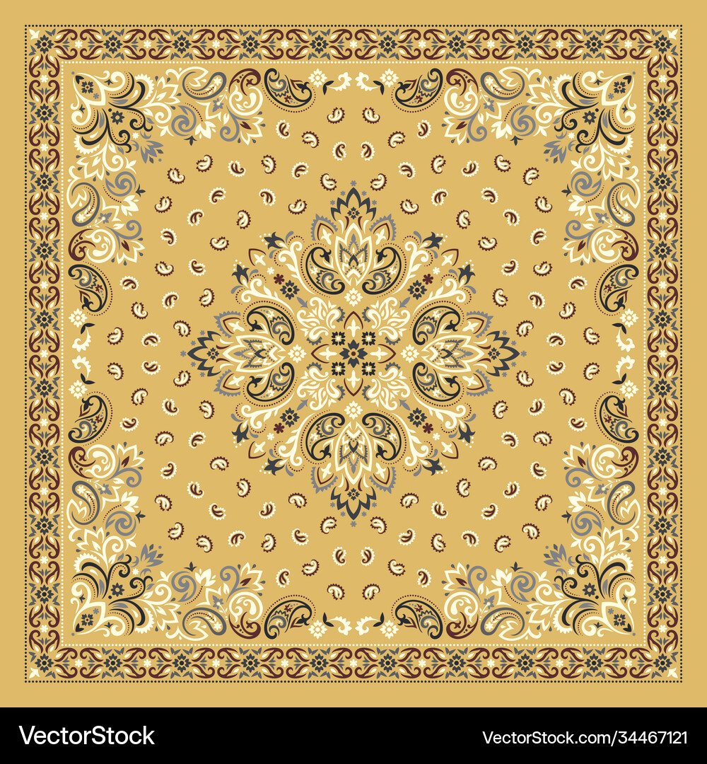 Traditional Paisley Bandana Print Royalty Free Vector Image
