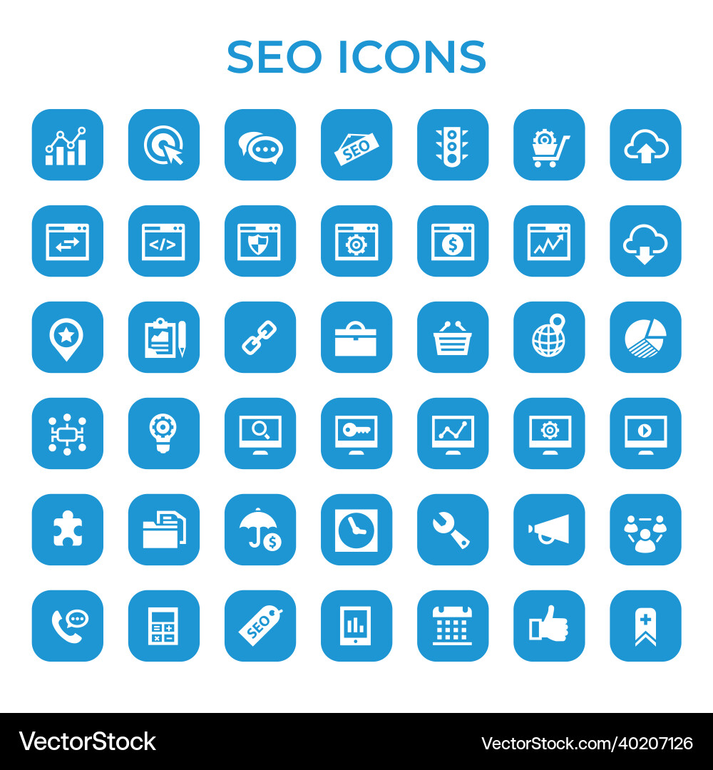Big seo icon set trendy flat icons Royalty Free Vector Image
