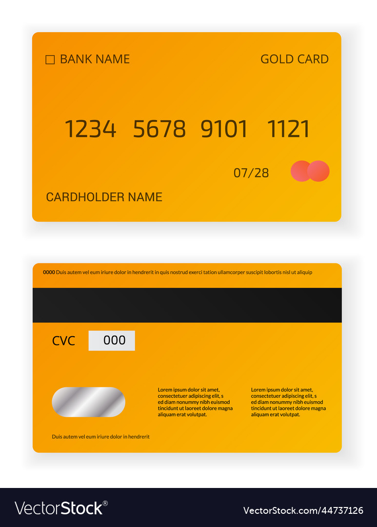 Card credit bank two sided front and back Vector Image
