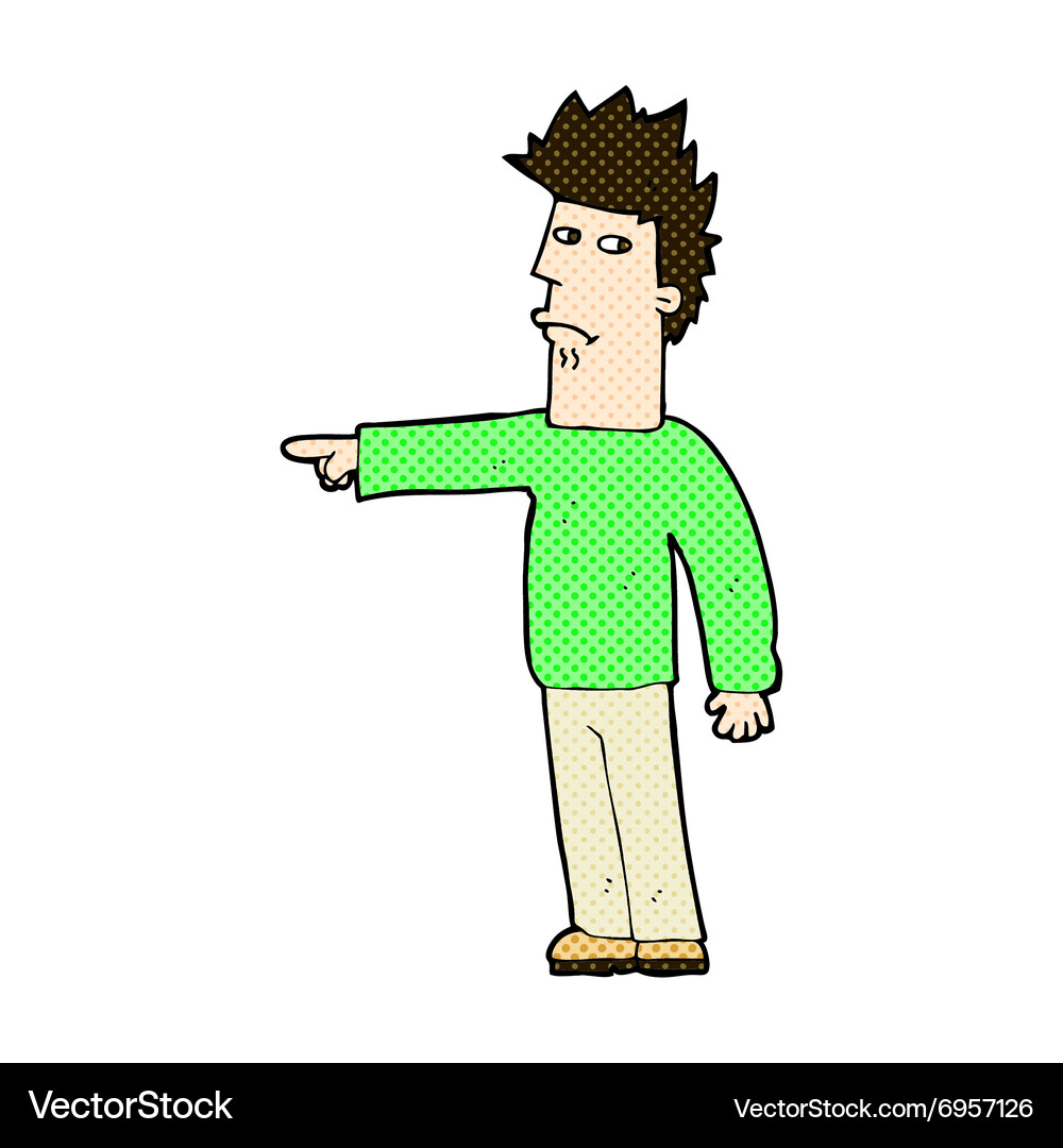 Comic cartoon man pointing Royalty Free Vector Image