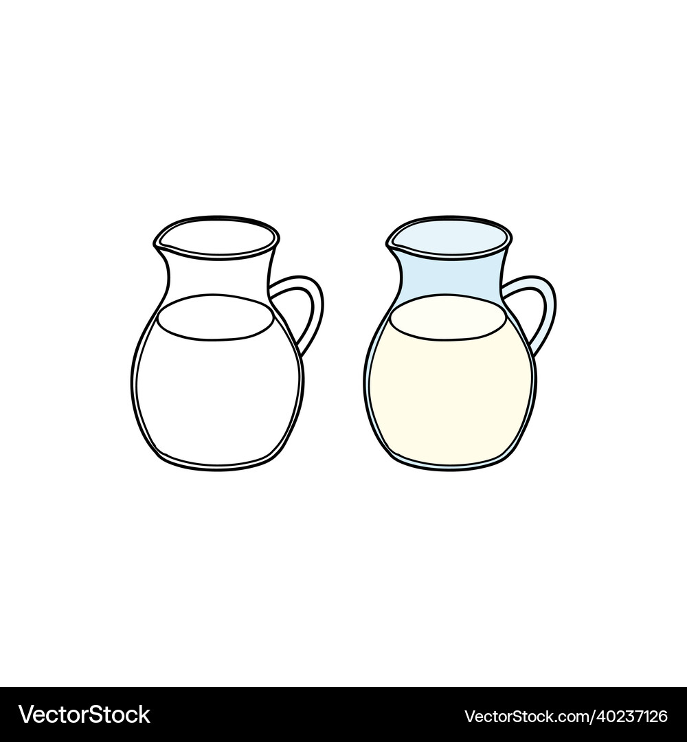 Doodle outline and colored milk in jar Royalty Free Vector