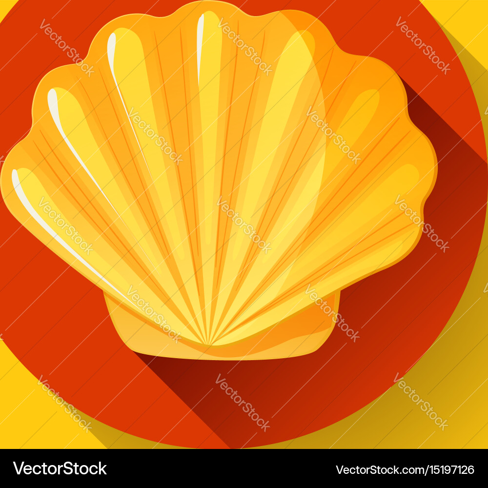 Gold sea shell flat logo seafood flat icon Vector Image