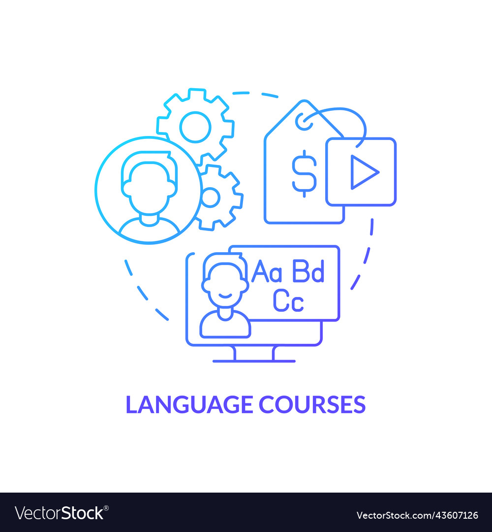 Language courses blue gradient concept icon Vector Image