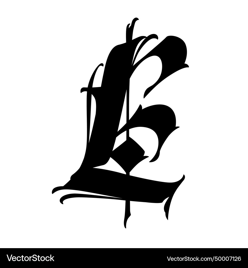 Letter l in the gothic style alphabet Royalty Free Vector