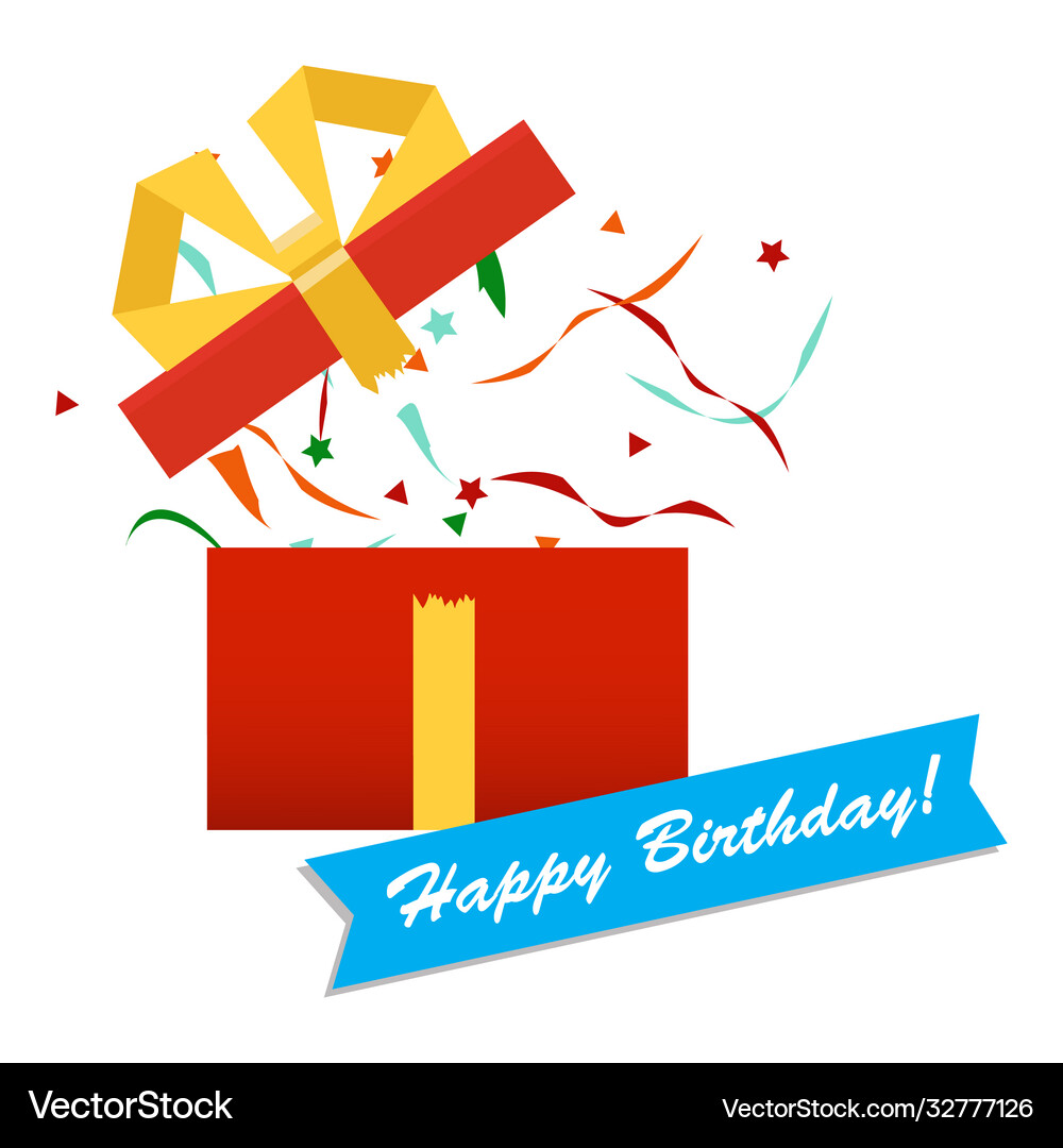 Opened gift box surprise birthday holiday concept Vector Image