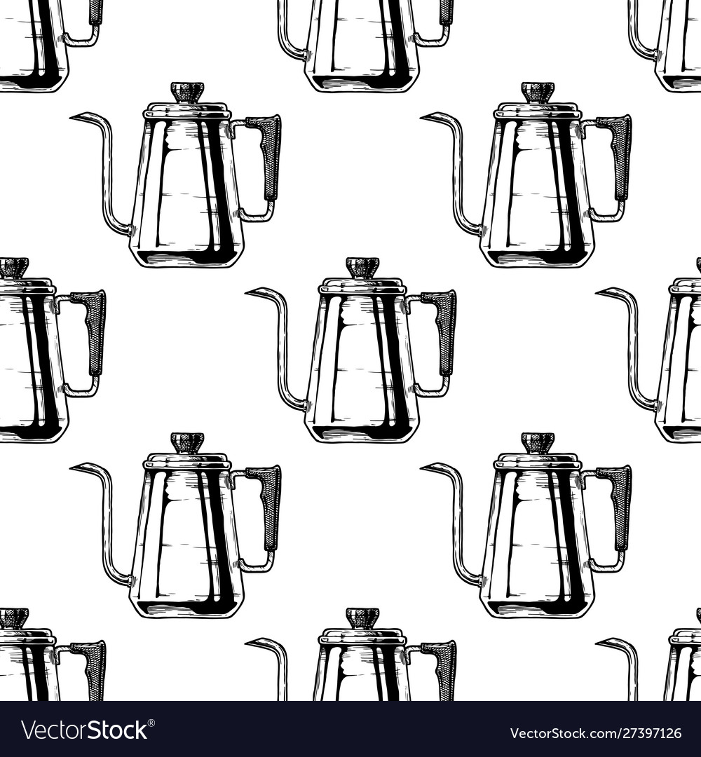Pattern with coffee kettle Royalty Free Vector Image