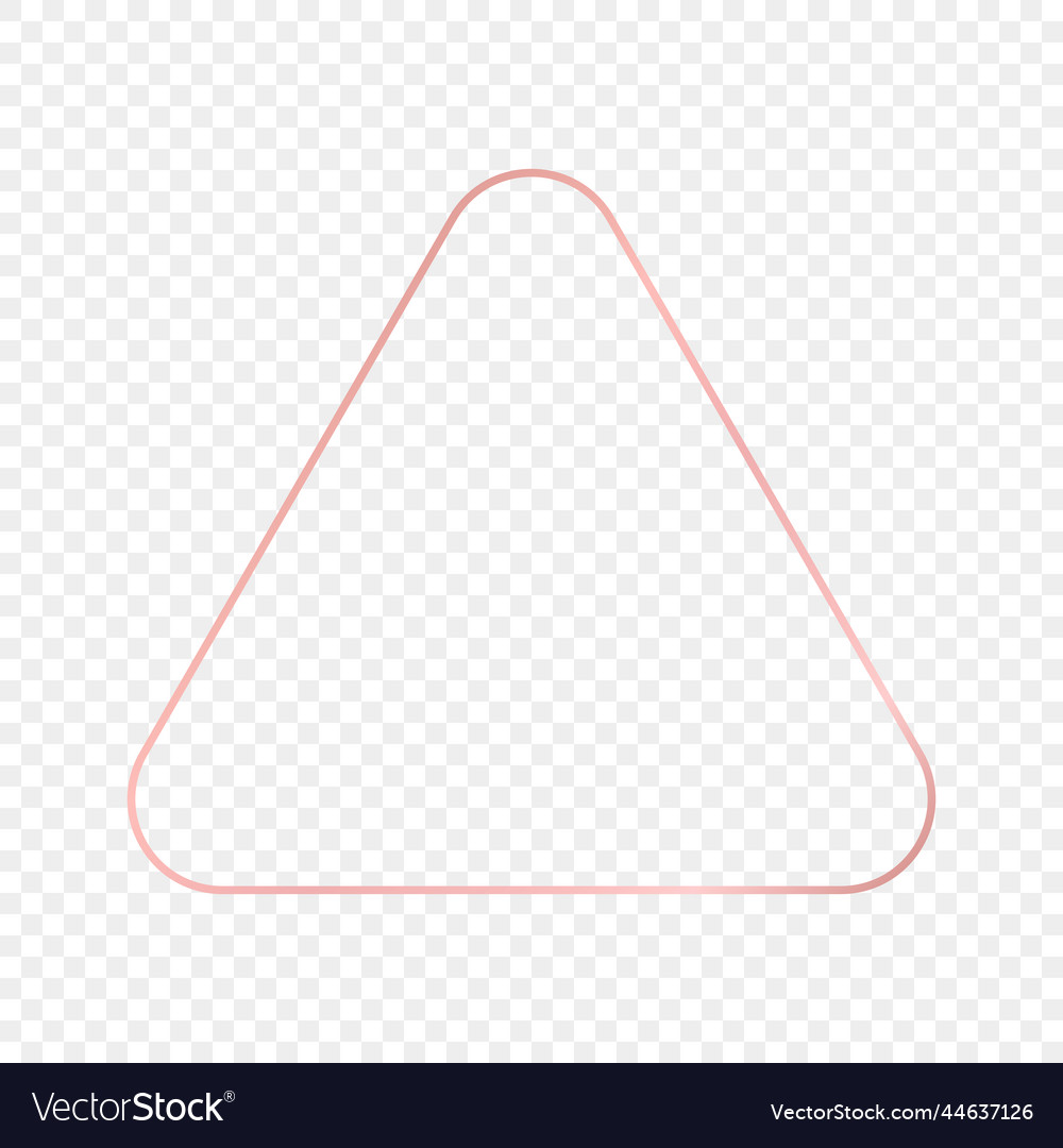 Rose gold glowing rounded triangle frame Vector Image