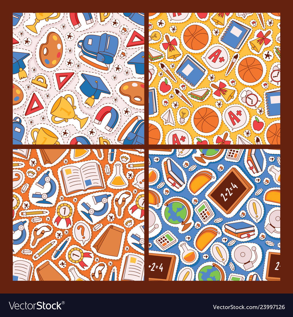 School supplies seamless pattern education Vector Image