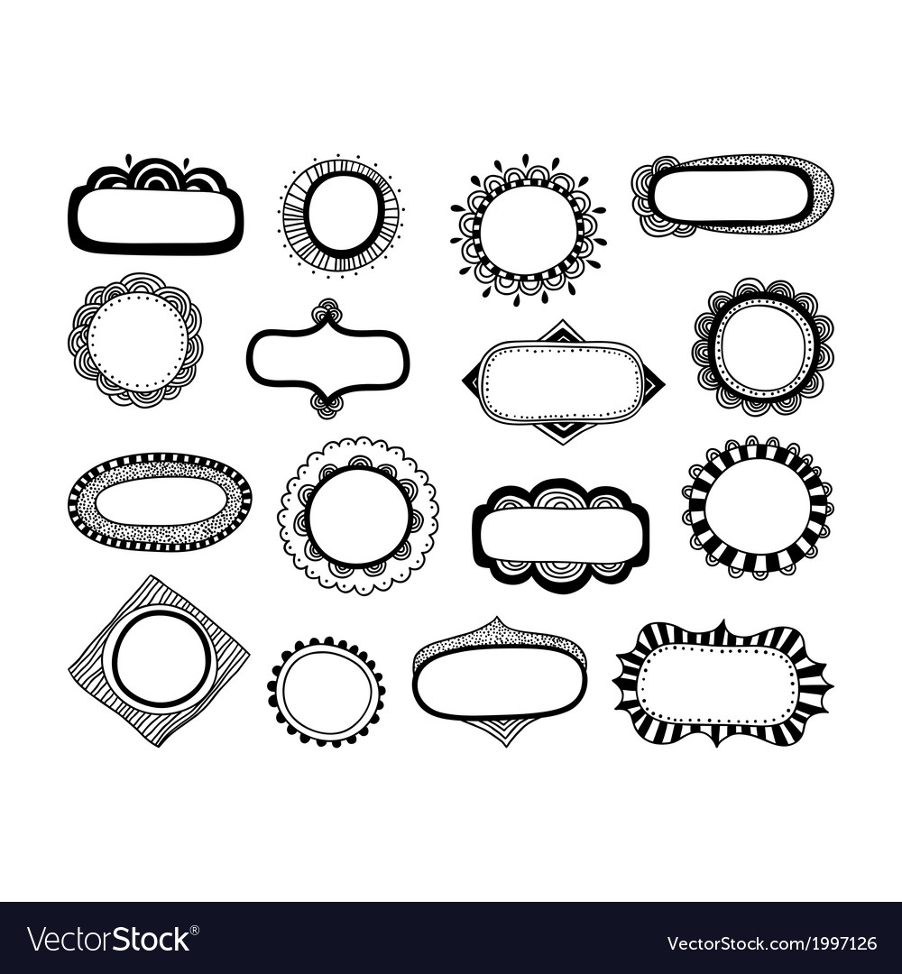 Set of hand drawn doodle frames Royalty Free Vector Image