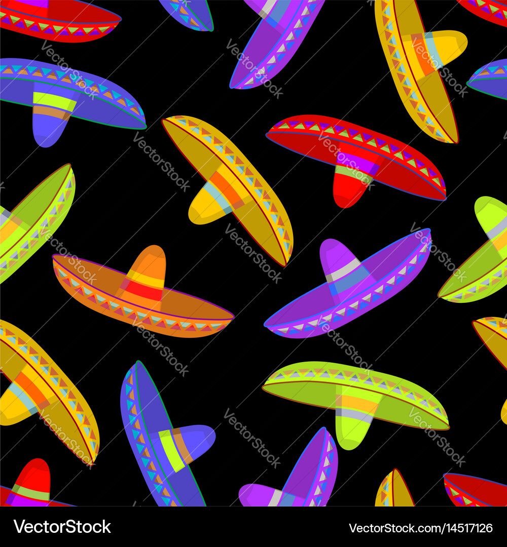 Sombrero pattern mexican hat ornament national Vector Image