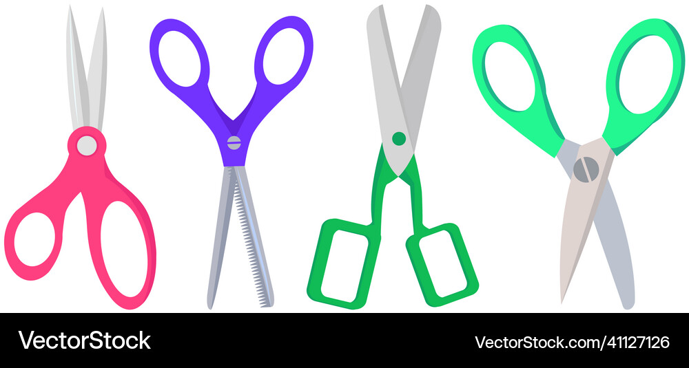 Various shapes scissors set tool made of blades Vector Image