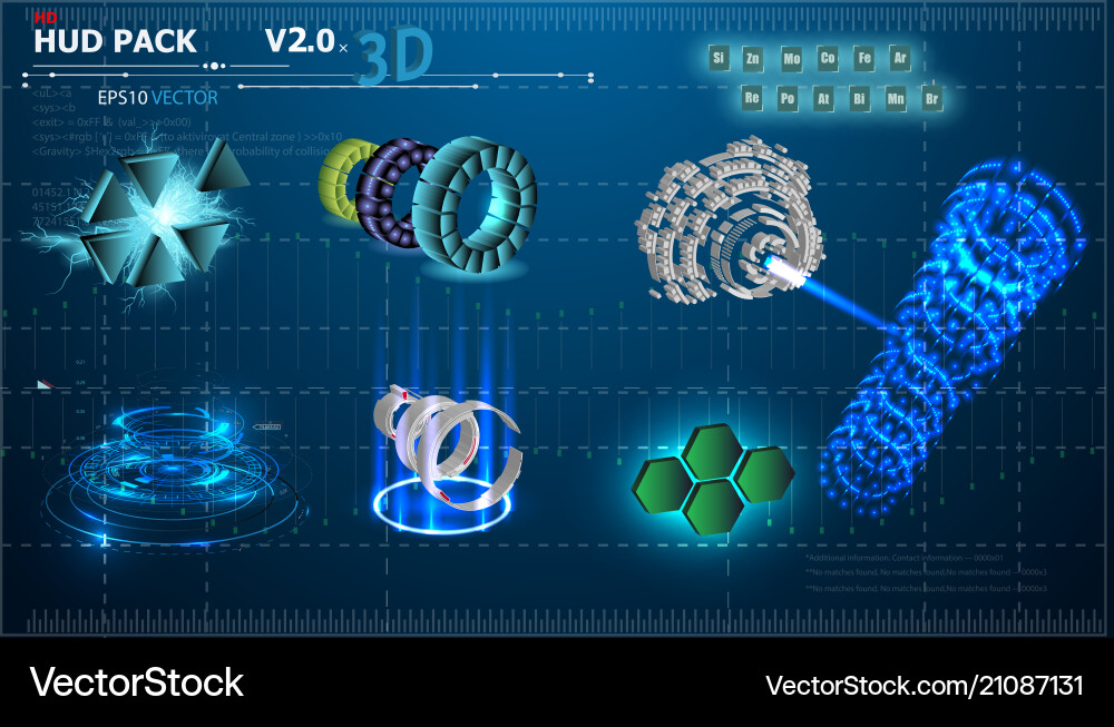 3d elements of the hud Royalty Free Vector Image