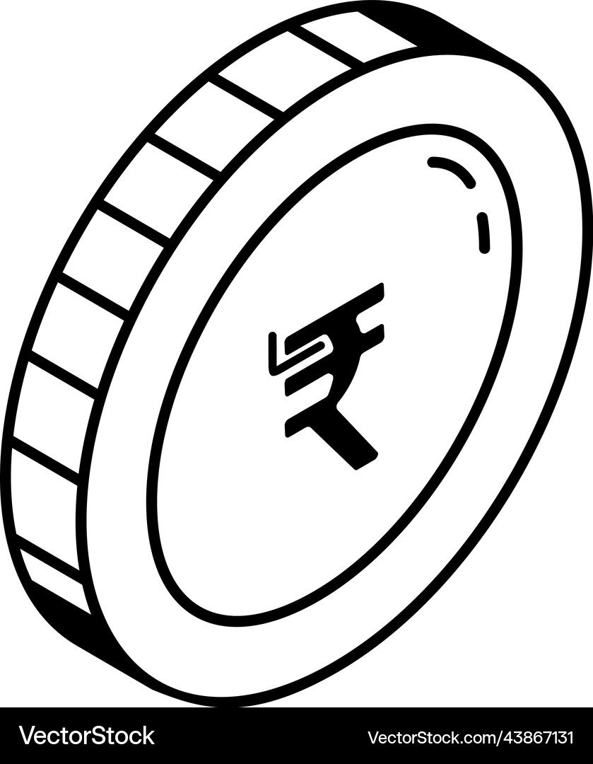 A coin of rupee line editable icon Royalty Free Vector Image
