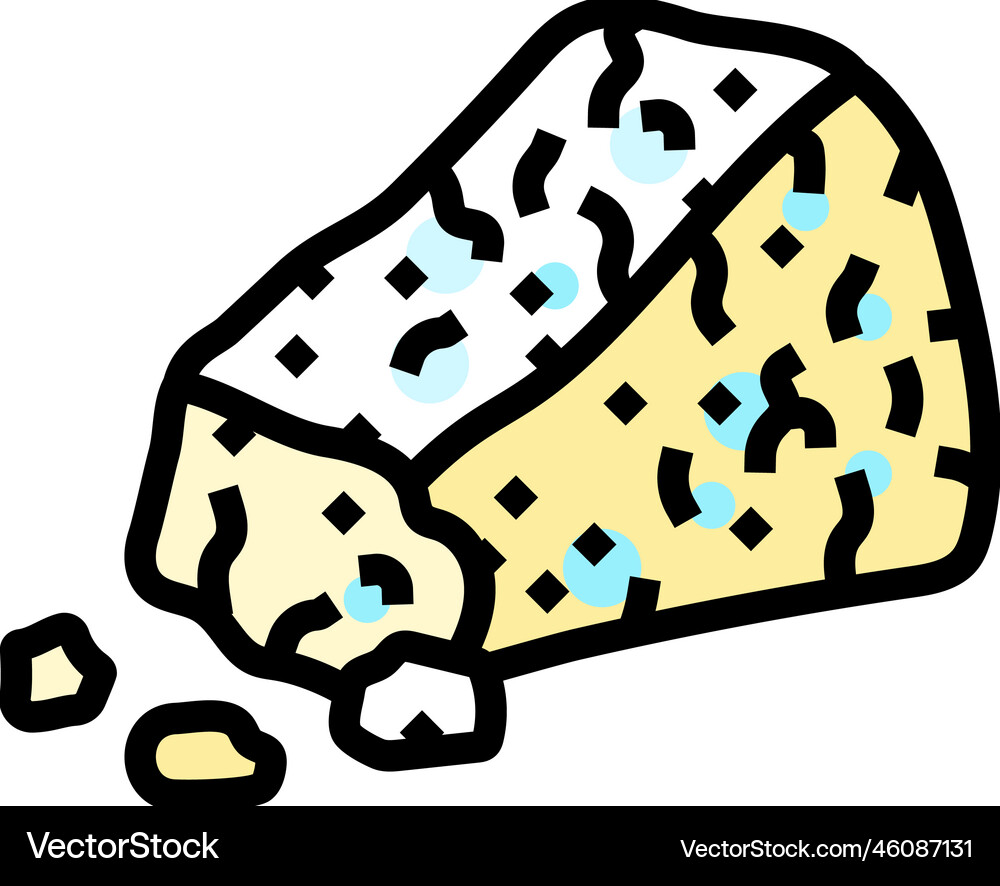 Blue cheese food slice color icon Royalty Free Vector Image