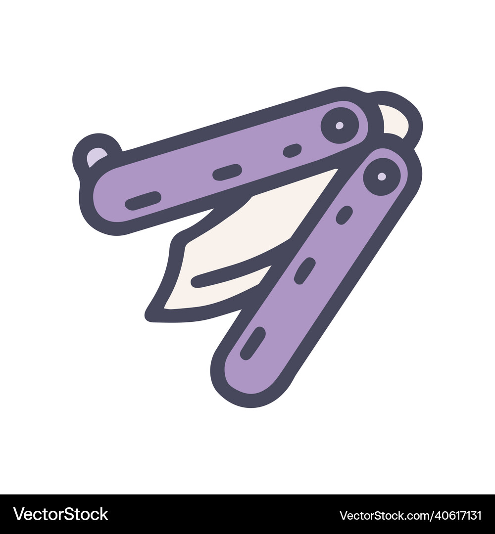 Butterfly knife color doodle simple icon Vector Image