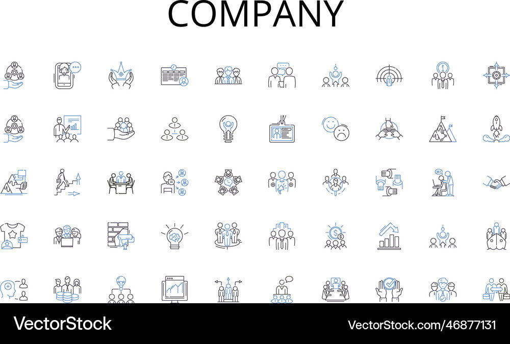 Company line icons collection nerk collaboration Vector Image