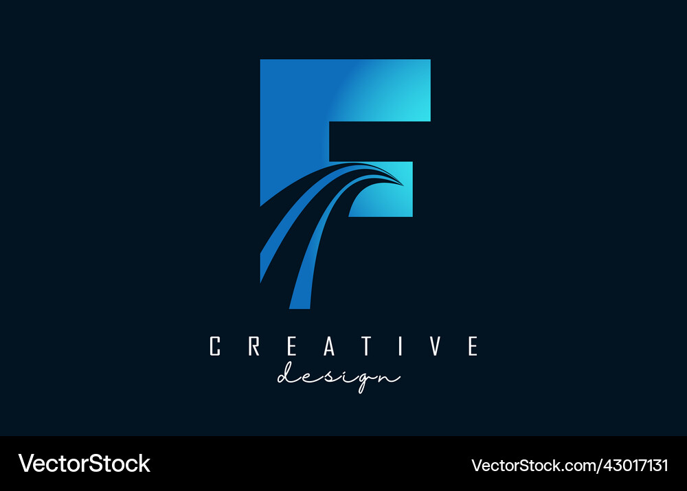 Creative letter f logo with leading lines Vector Image