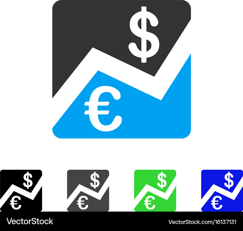 Euro and dollar finance flat icon Royalty Free Vector Image