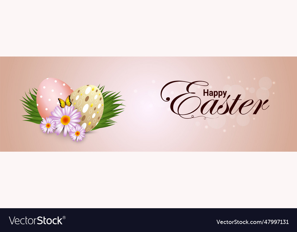 Happy easter celebration banner or header Vector Image