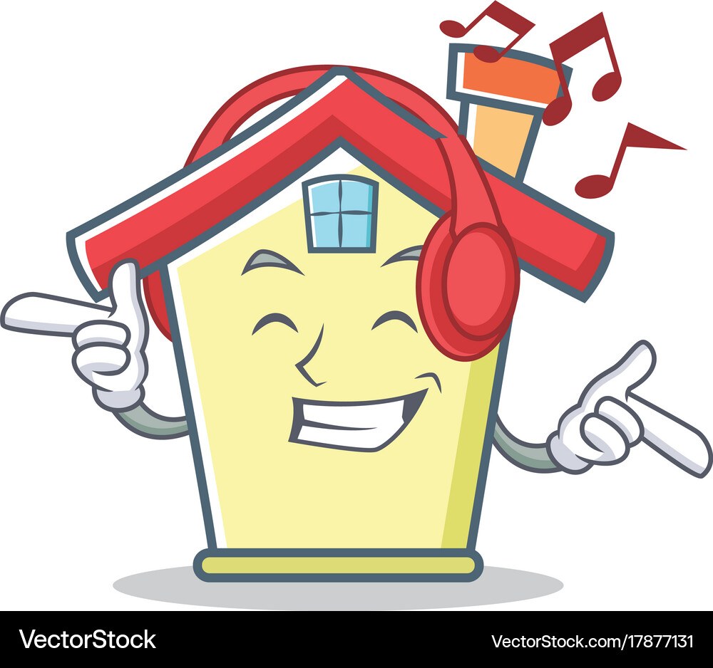Musical House Character Cartoon Royalty Free Vector Image