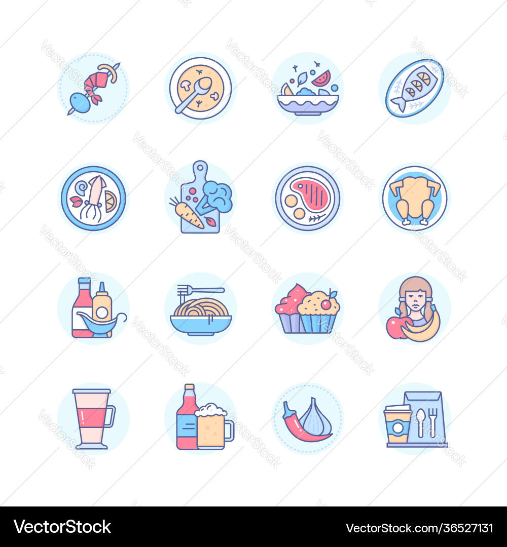 Restaurant menu - modern line design style icons Vector Image